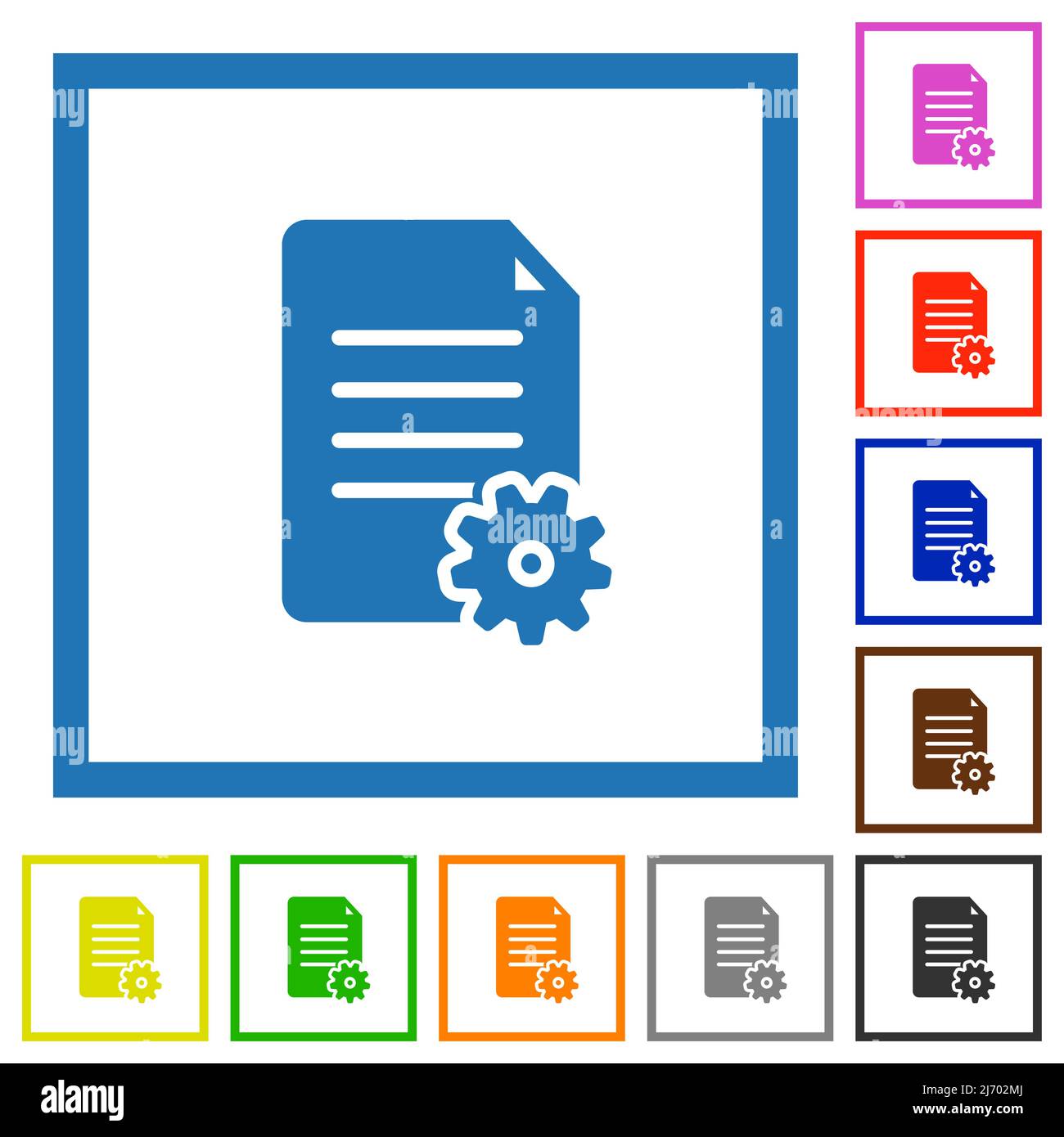 Document setup solid flat color icons in square frames on white ...