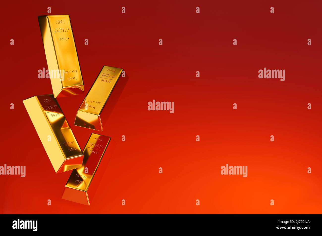 Gold ingot or stack of gold bars, business banking and financial concept. 3d rendering Stock ...