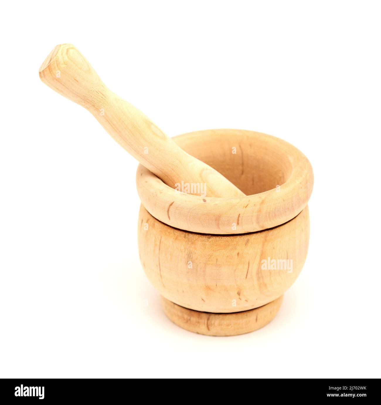 Small wooden mortar and pestle isolated on white background Stock Photo ...
