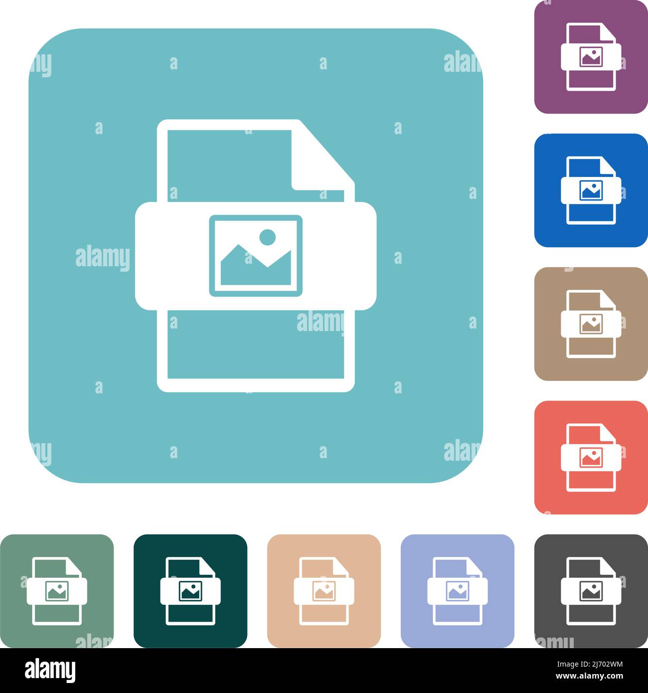 Image file type white flat icons on color rounded square backgrounds ...