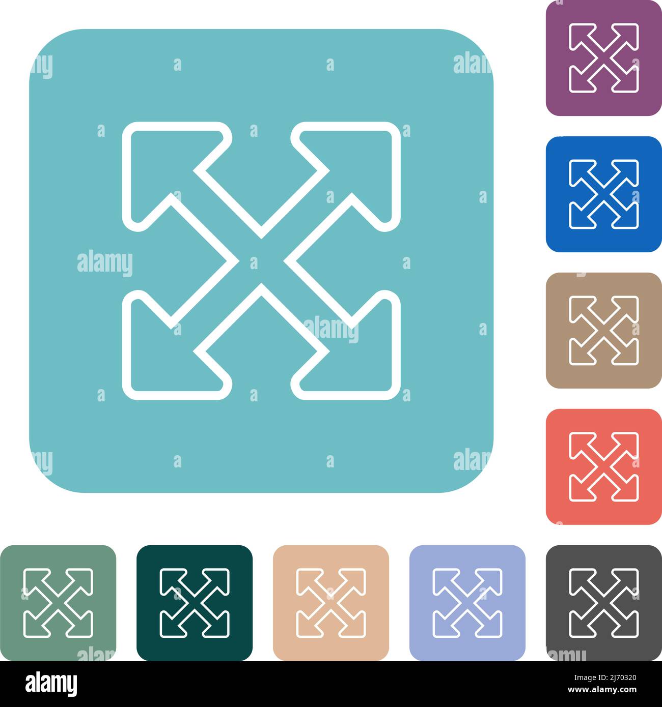 Resize full outline white flat icons on color rounded square ...