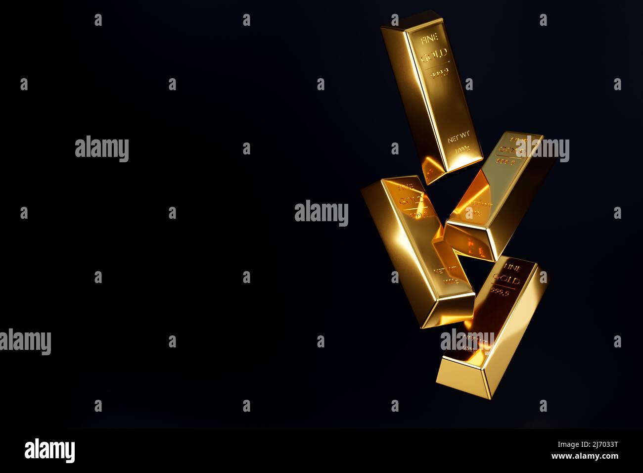 Gold ingot or stack of gold bars, business banking and financial ...