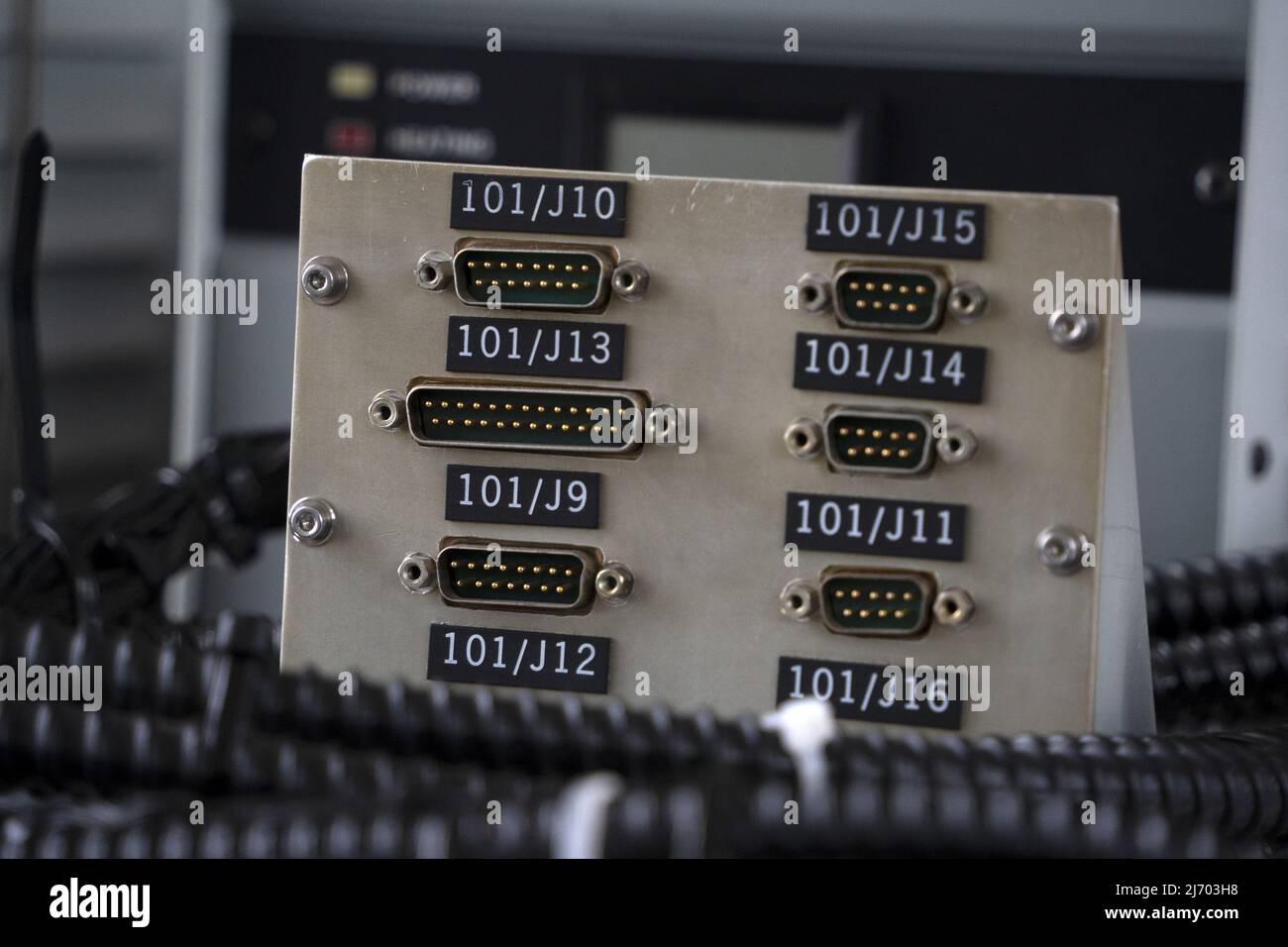 old technology cable connectors close up detail Stock Photo - Alamy