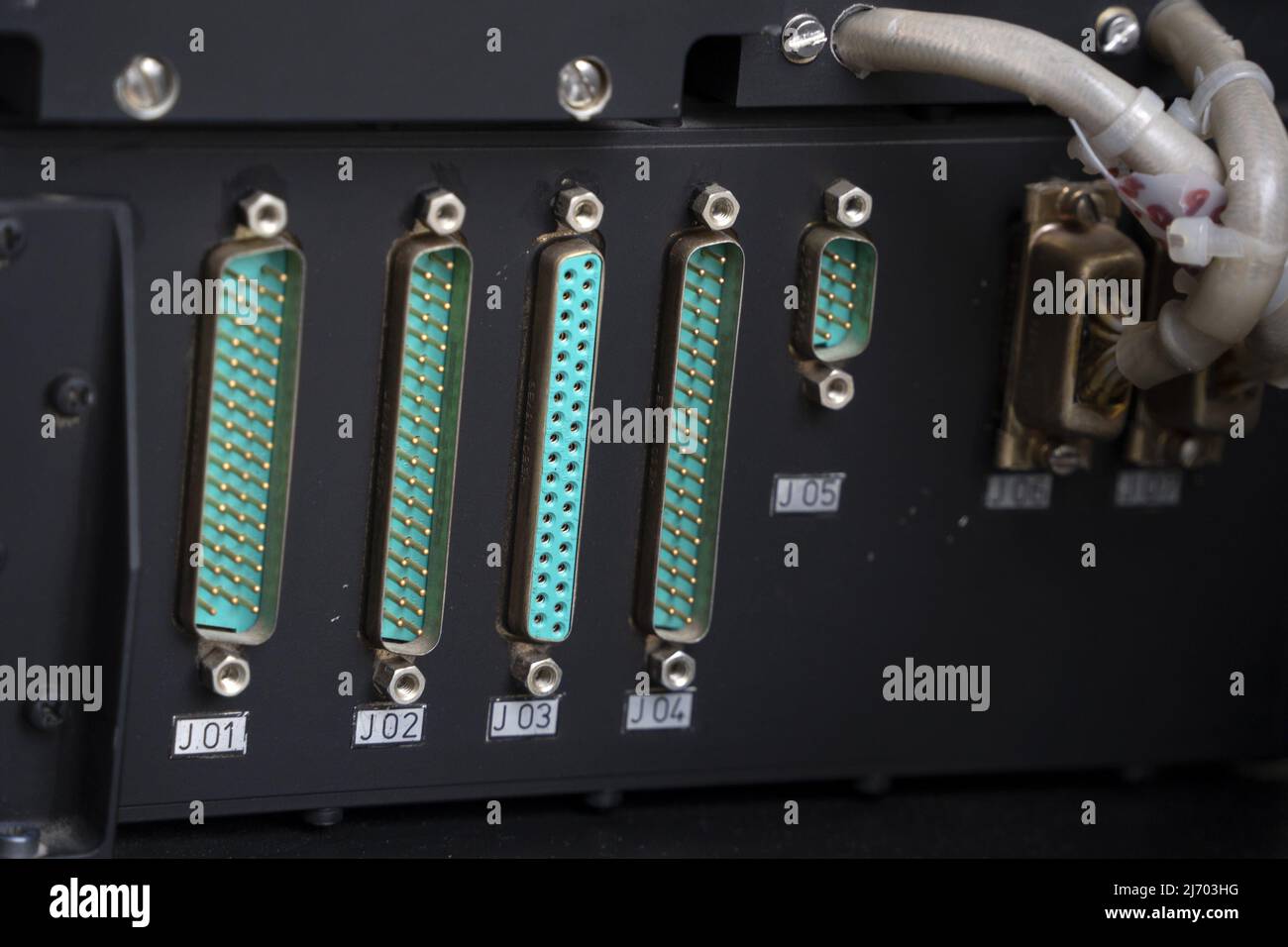 old technology cable connectors close up detail Stock Photo - Alamy