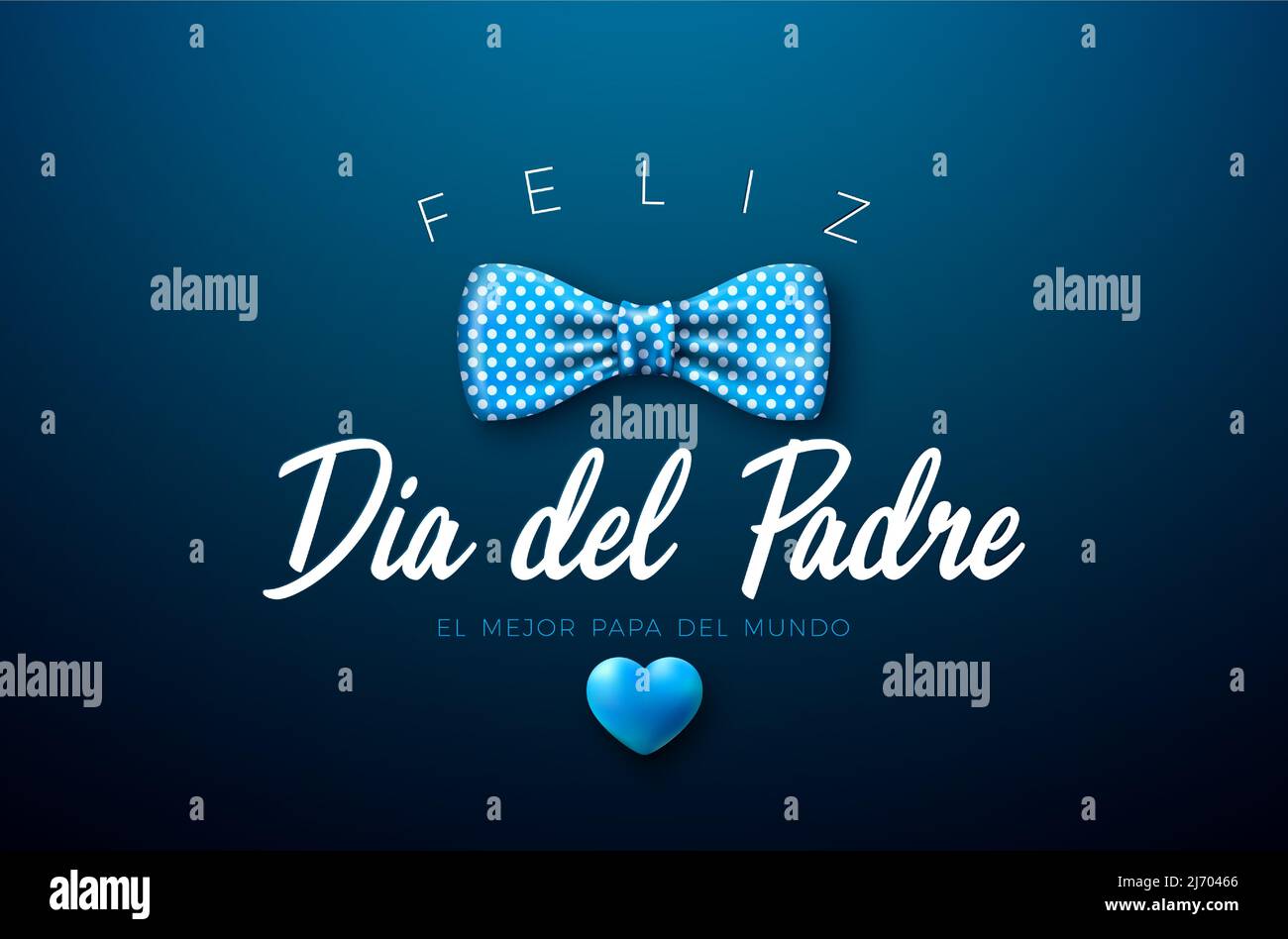 Happy Father's Day Greeting Card Design with Dotted Blue Bow Tie and ...