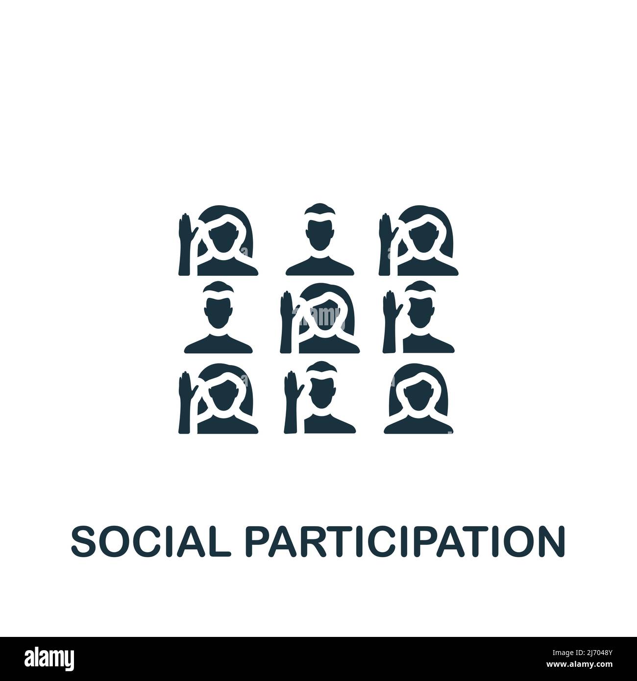 Social Participation icon. Simple line element crowdfunding symbol for ...