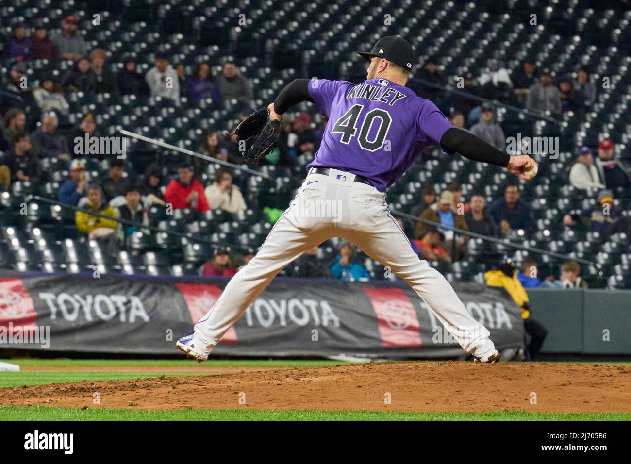 May 4 2022: Colorado pitcher Tyler Kinley (40) throws a pitch during ...