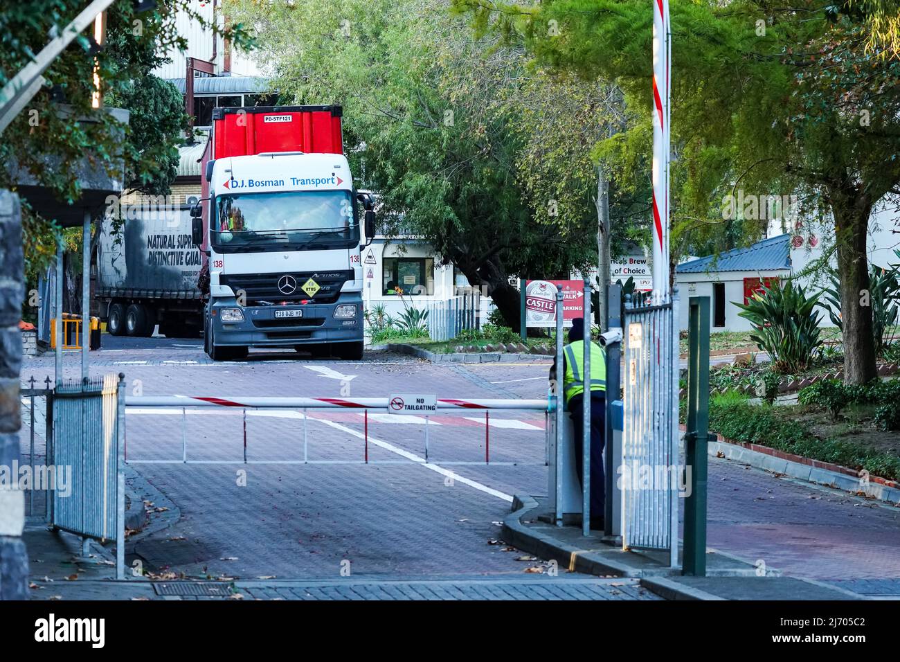 SAB, South African Breweries truck leaving the brewery with a delivery ...