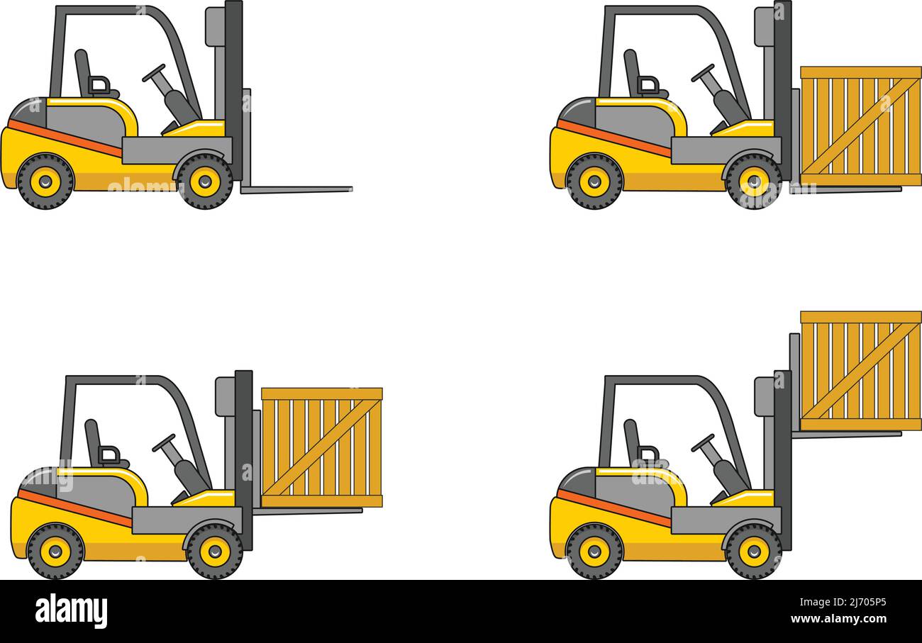 Detailed illustration of forklifts, heavy equipment and machinery Stock ...