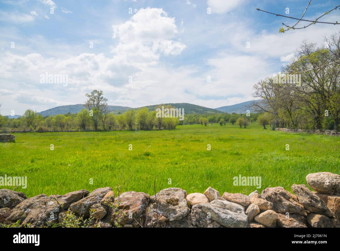 Spring landscape. Pinilla de Buitrago, Madrid province, Spain Stock ...