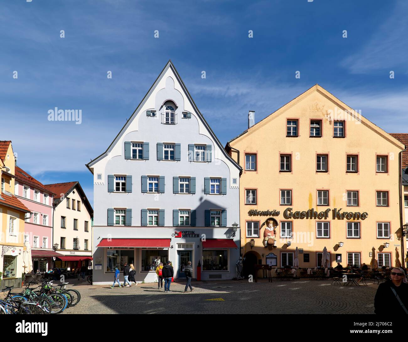 Germany Bavaria Romantic Road. The historical colored houses of Fussen ...
