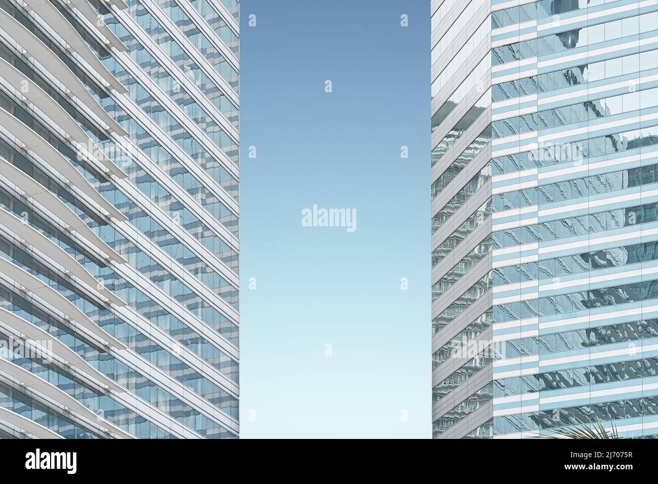 Close up of a geometric structure skyscraper exterior facade. Abstract ...