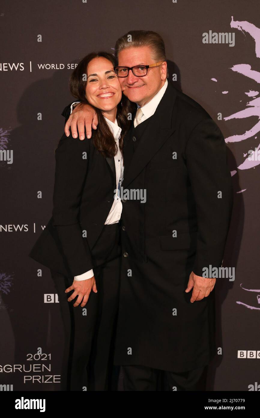 Katharine Tellis and Senator Robert M. Hertzberg arrive at the Fifth ...