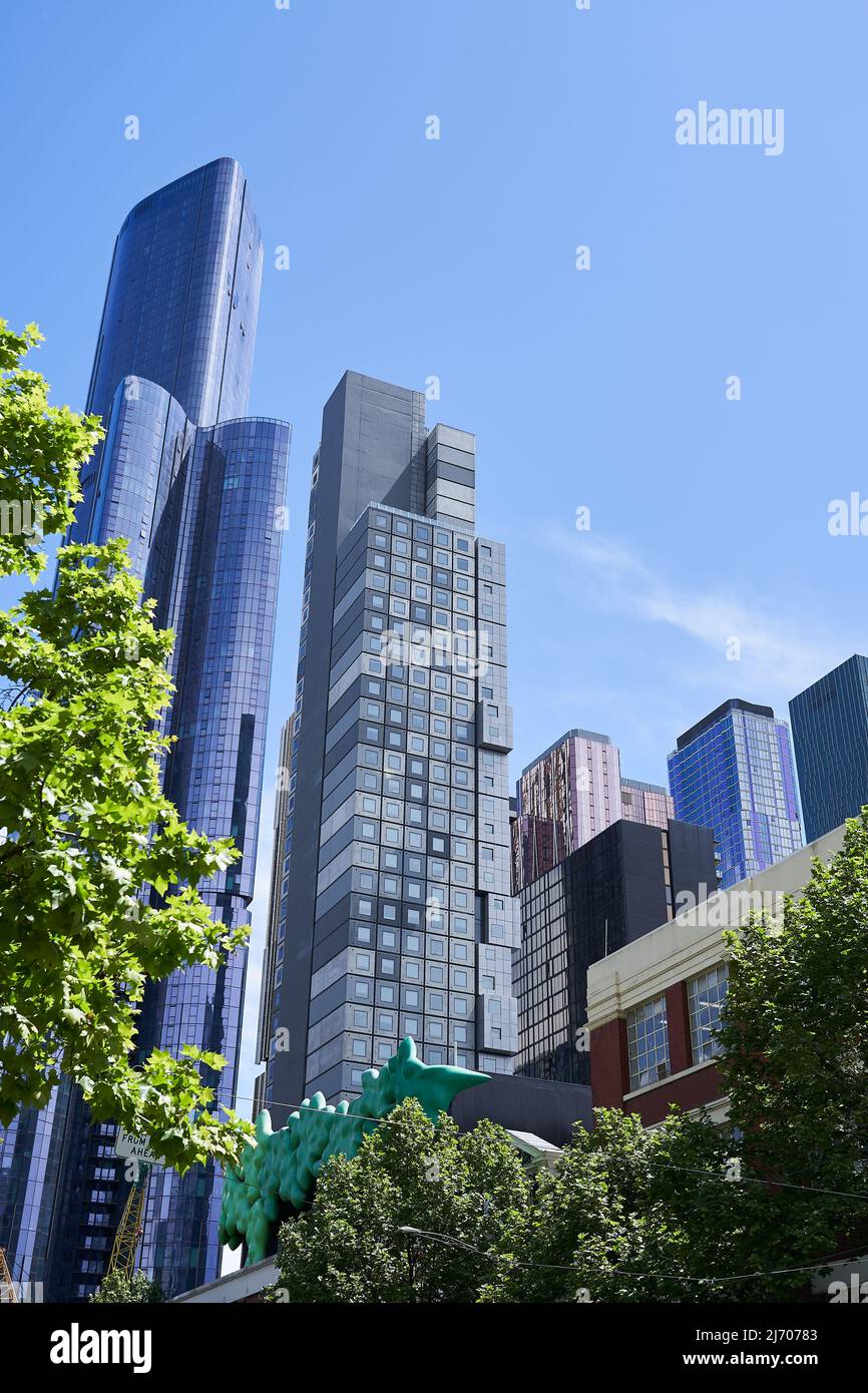 Modern and beautiful office building in Melbourne. Vertical format ...