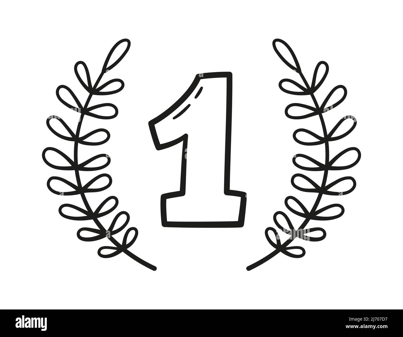 Winner laurels and first place sign. Hand drawn award decorative icon ...