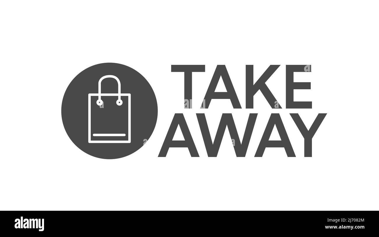 Vector Isolated Black and White Take Away Bag Icon or Sign Stock Vector ...