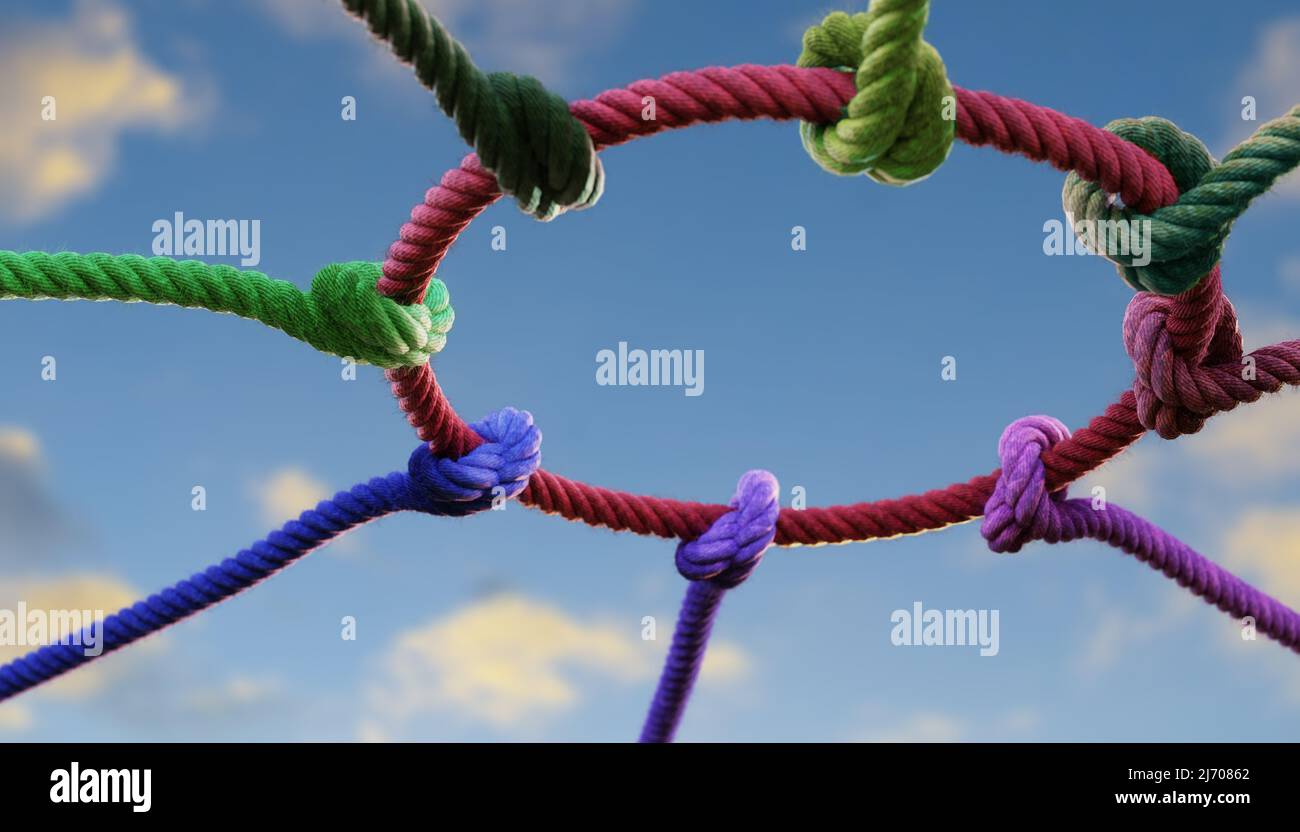 Colorful as diverse ropes connected together. Concept or metaphor of ...