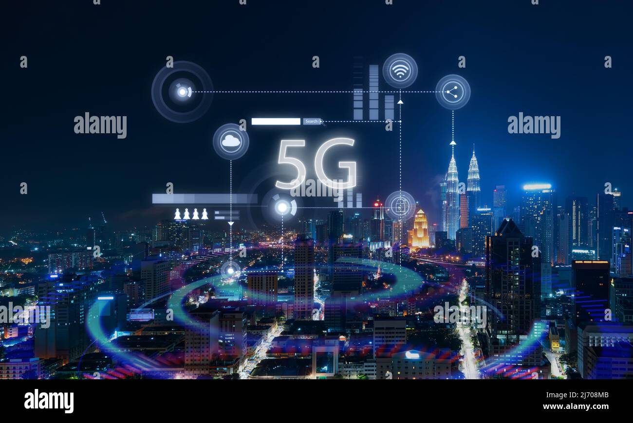 5G network wireless systems and internet of things with modern city ...