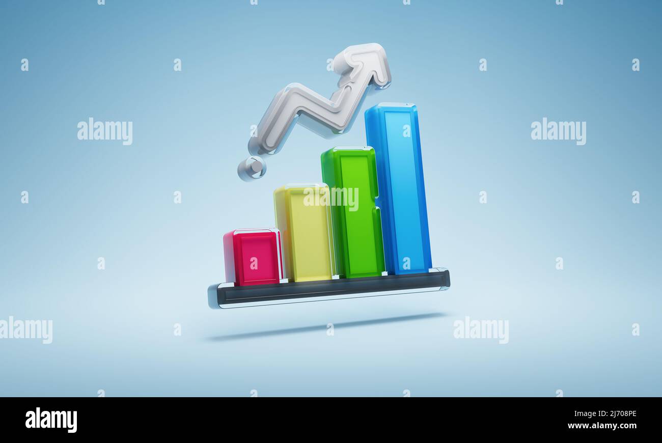 Glossy design simple growth chart sign. 3d rendering Stock Photo - Alamy