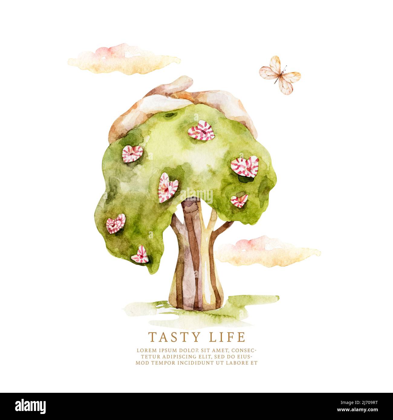 candy tree, watercolor, sweet childhood dream,caramel trees. Fantasy ...
