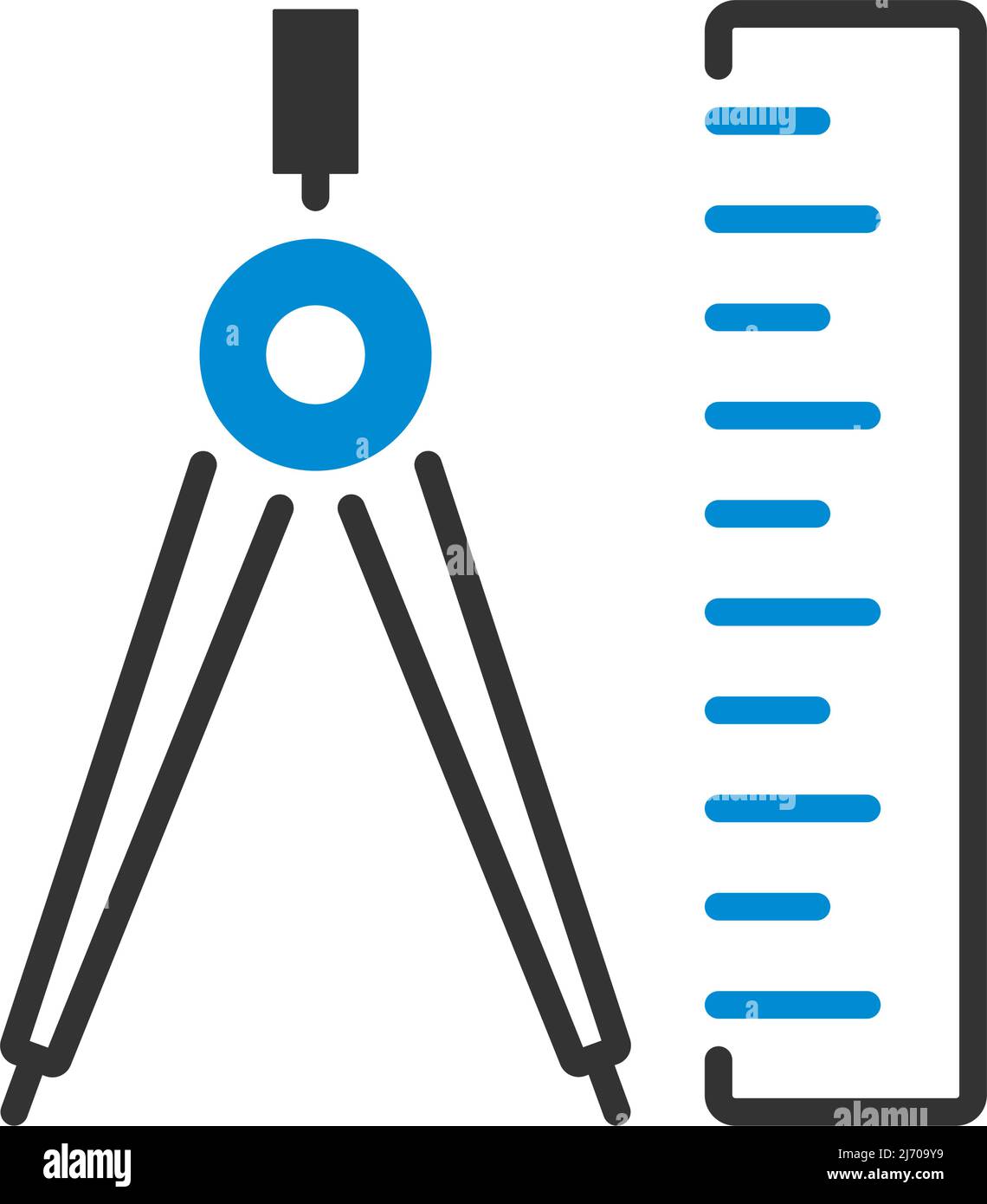 Icon Of Compasses And Scale. Editable Bold Outline With Color Fill ...