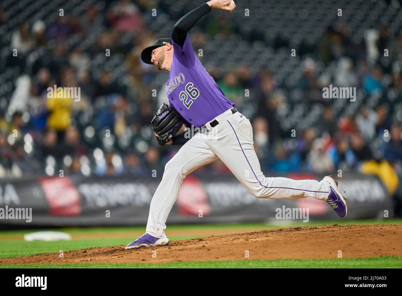 May 4 2022: Colorado pitcher Austin Gomber (26) throws a pitch during ...