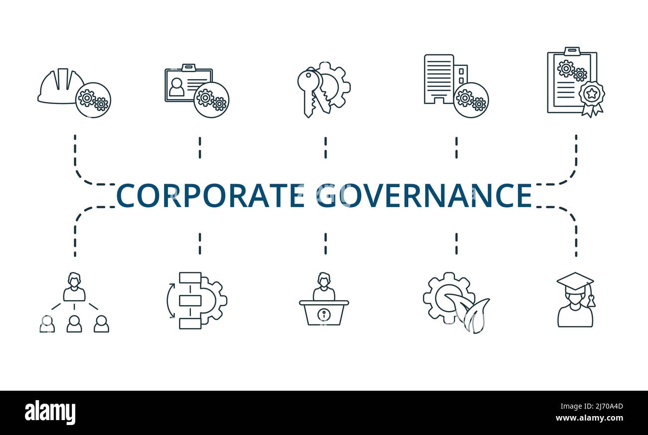 Corporate Governance set icon. Editable icons corporate governance theme such as key management ...