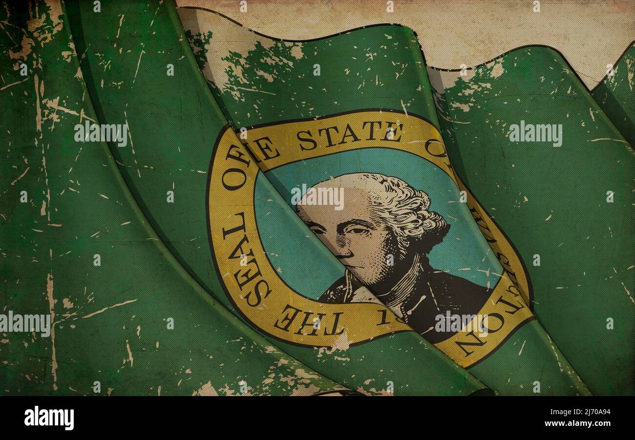 Background illustration of an old paper with a print of a waving Flag ...