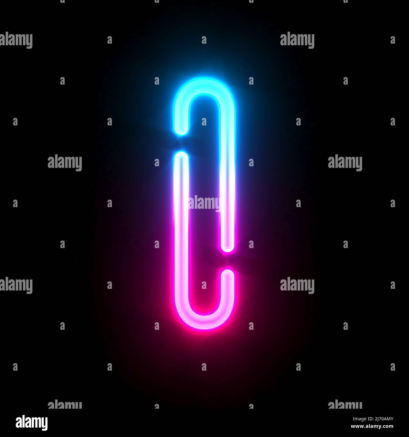 Blue pink glowing neon tube font Letter I 3D render illustration ...