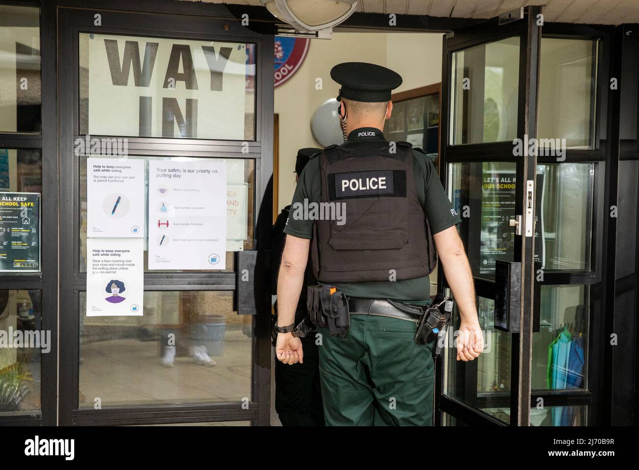 PSNI officers carry out checks at Kells and Connor Primary School ...