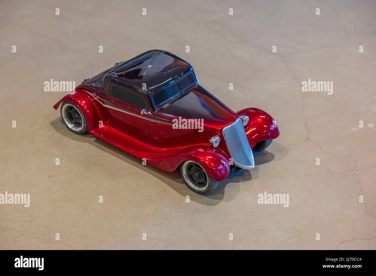 Beautiful view of radio-controlled small sized model of old passenger ...