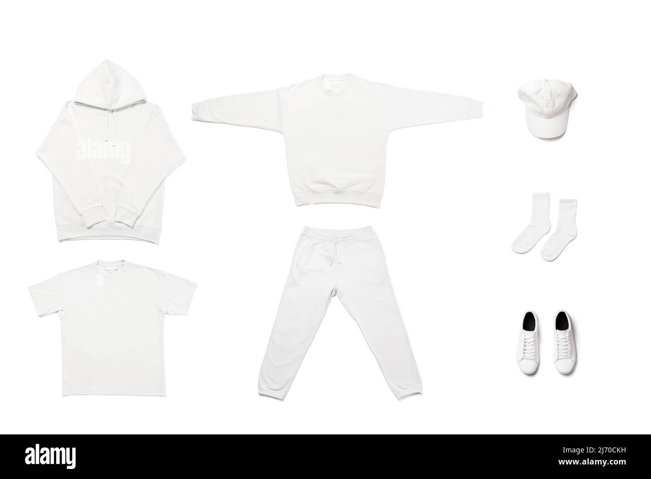 Set of different blank white clothes for design Stock Photo - Alamy