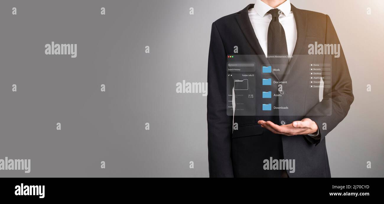 Document management concept. Virtual screen icons Document Management ...