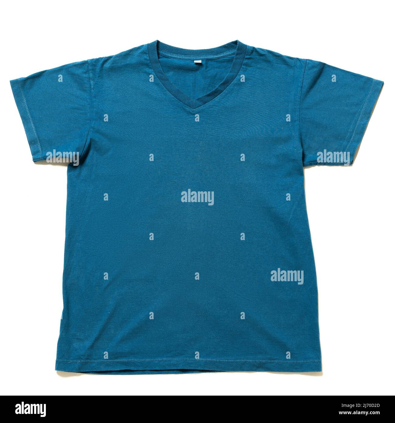 Worn old blue t shirt on white background Stock Photo - Alamy