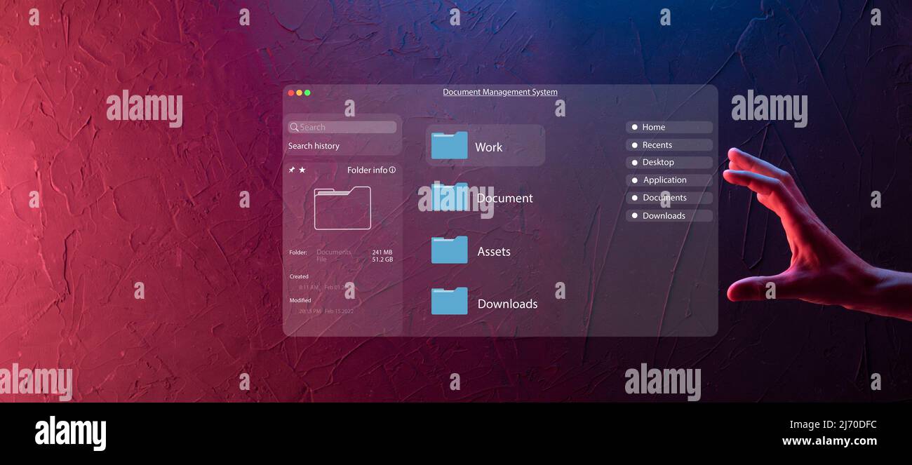 Document management concept. Virtual screen icons Document Management ...
