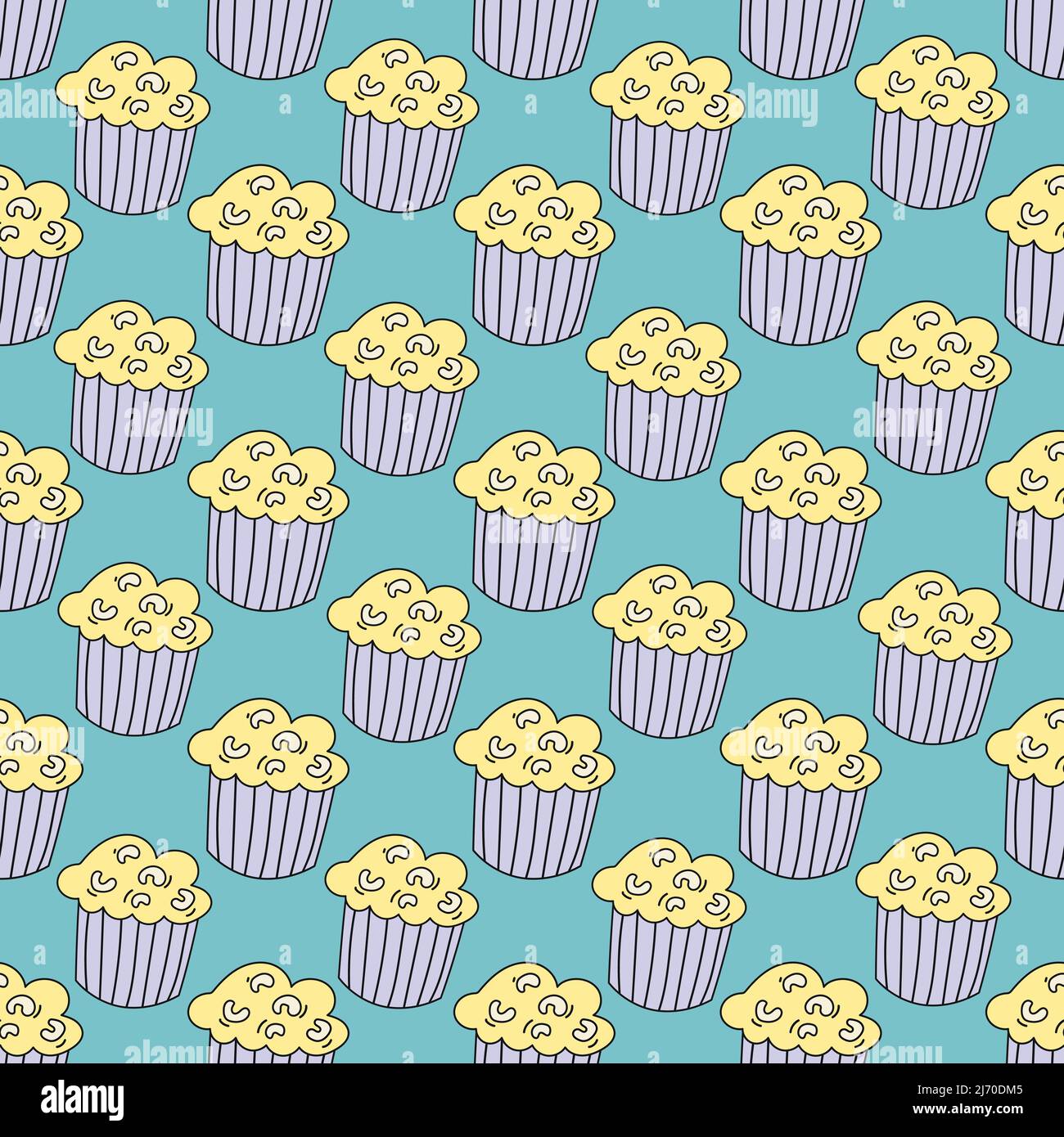 Hand drawn Cupcakes seamless pattern on turquoise background Stock Vector Image & Art - Alamy