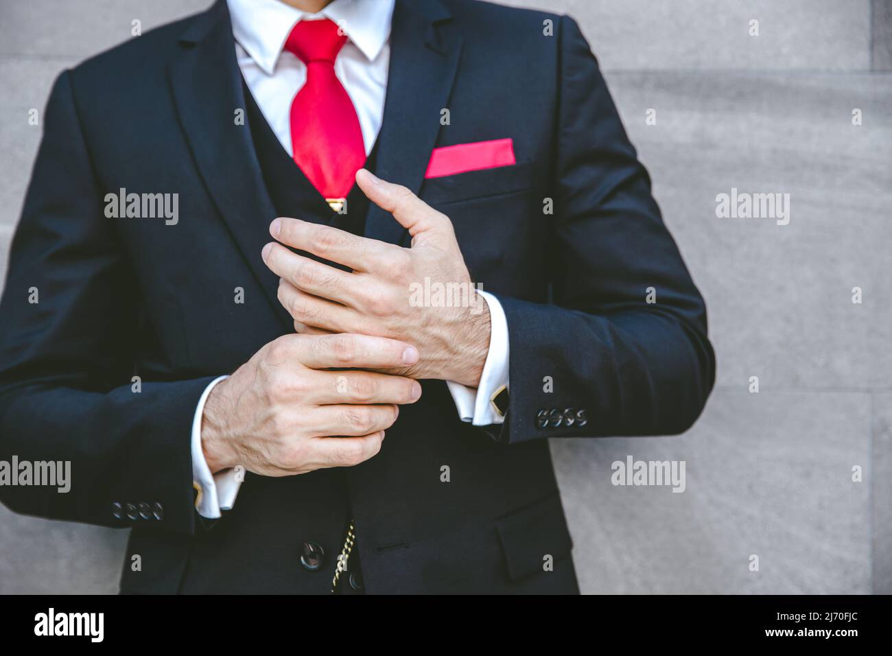 closeup neat suite dressing of gentle man. manager businessman lawyer ...