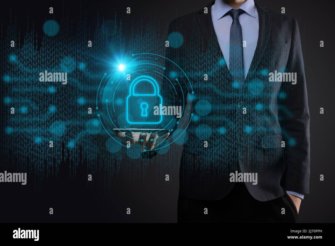 Cyber security network. Padlock icon and internet technology networking ...