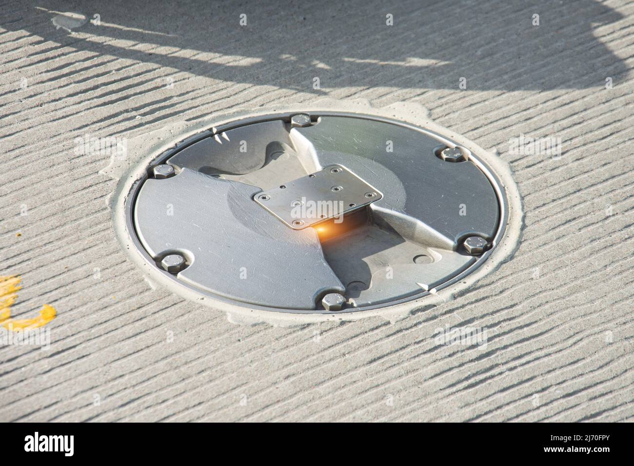 Axial light in the concrete pavement of the runway and steering tracks ...