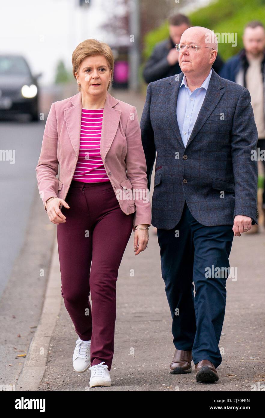 First Minister Nicola Sturgeon arrives with husband Peter Murrell ...