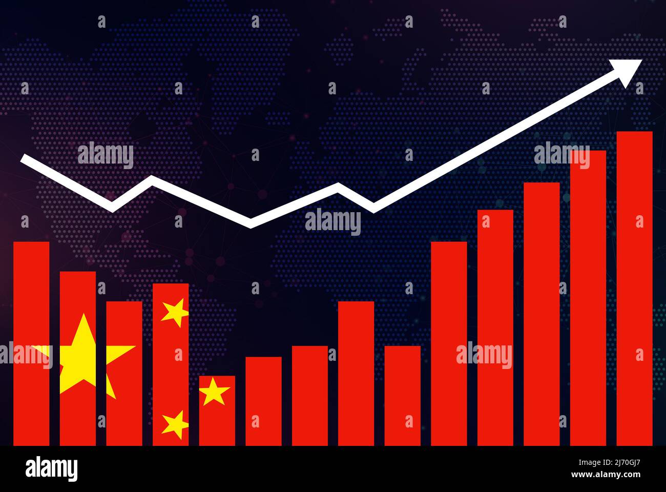 China bar chart graph with ups and downs, increasing values, China ...