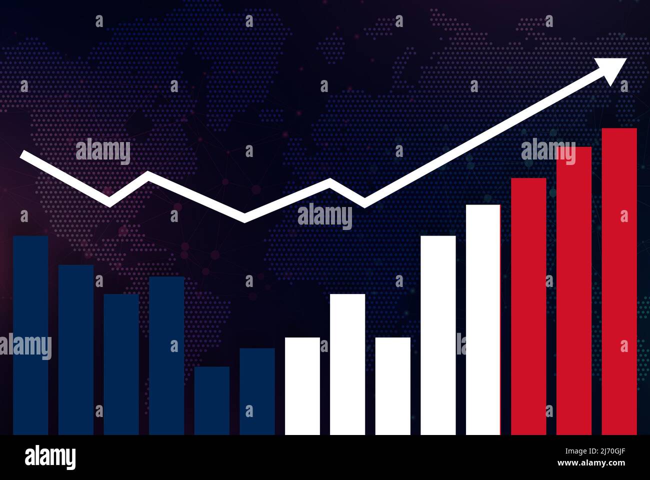 France bar chart graph with ups and downs, increasing values, France ...