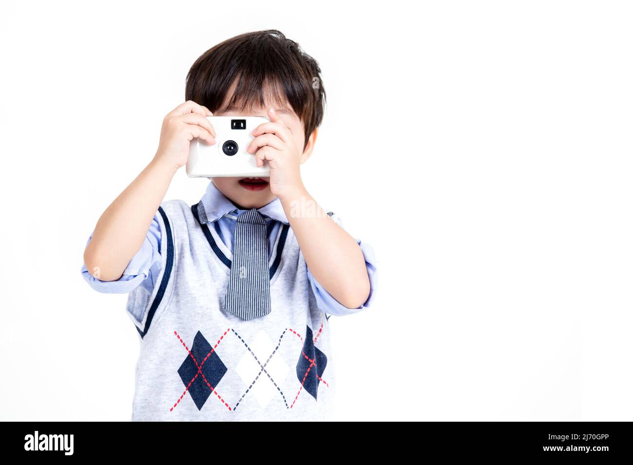 little boy Disposable Film Cameras on white background Stock Photo - Alamy