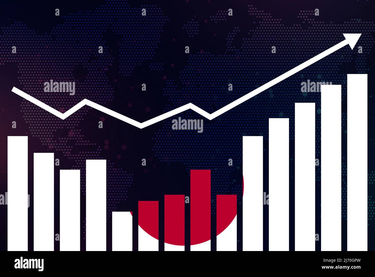 Japan bar chart graph with ups and downs, increasing values, Japan ...