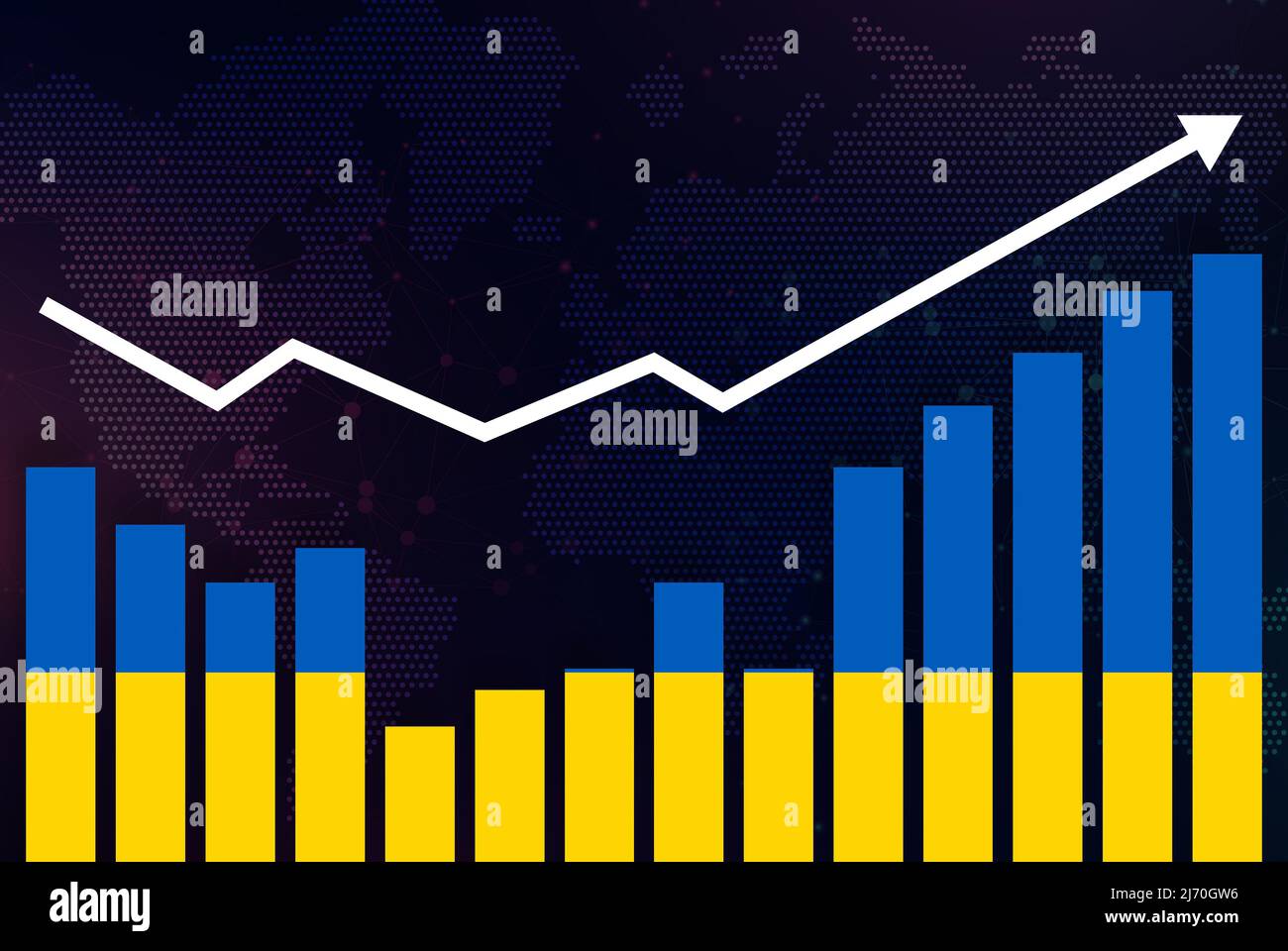 Ukraine bar chart graph with ups and downs, increasing values, Ukraine ...