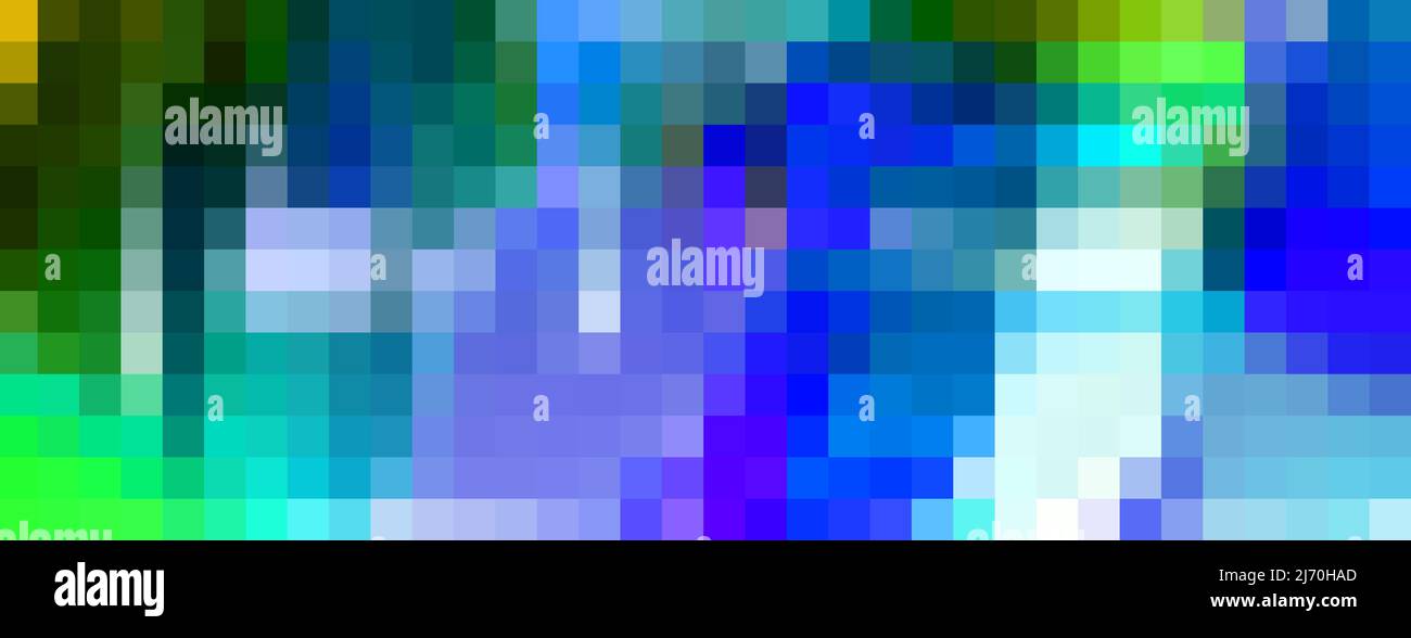 Colorful green blue mosiac pixel background Stock Photo - Alamy