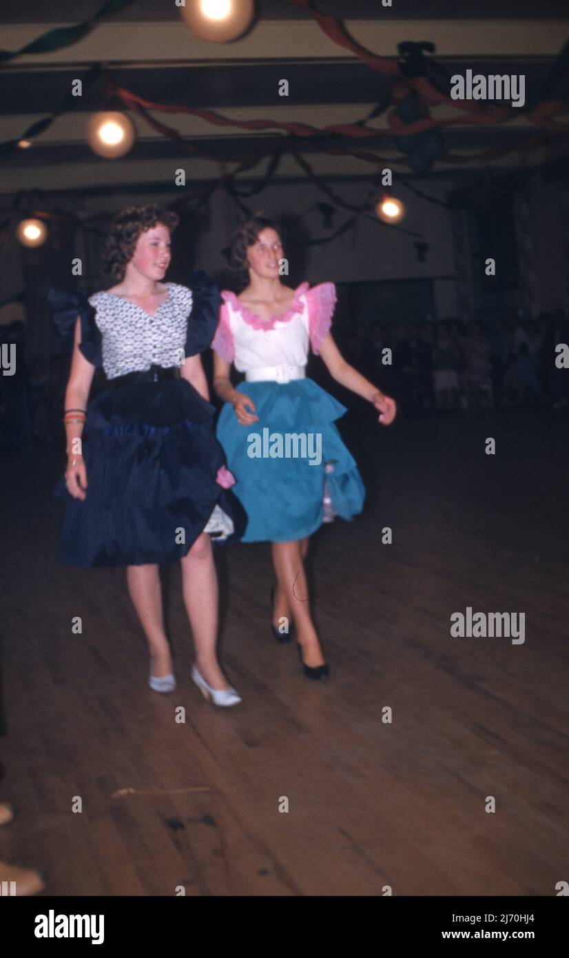 Two young women in dancing frocks c1968 Photo by Tony Henshaw Archive ...
