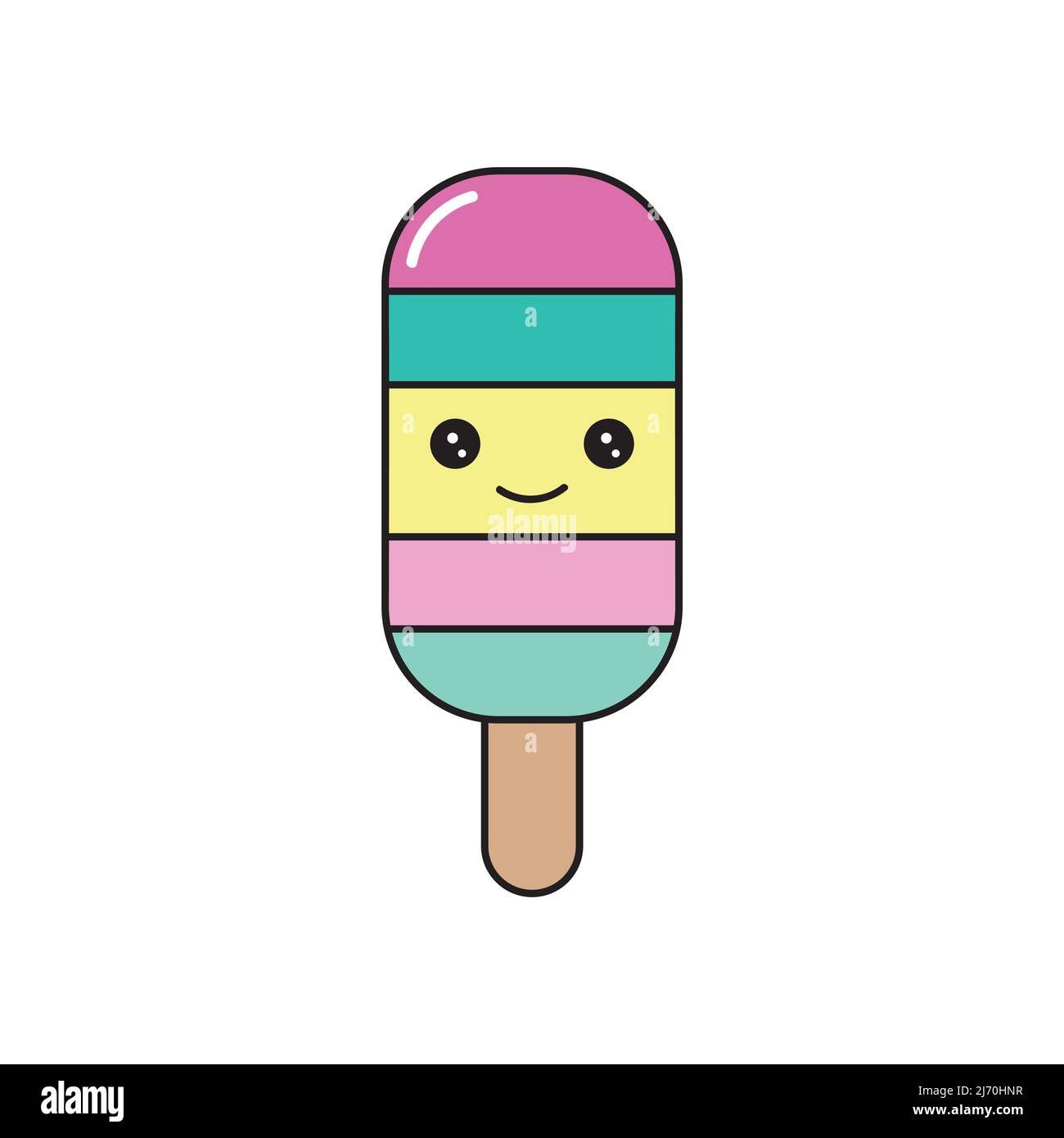 Vector Cartoon Cute Ice Cream Icon Isolated On White Background Stock ...