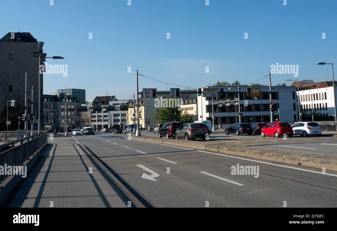 Cars drive over the bridge over the Inn River Stock Photo - Alamy