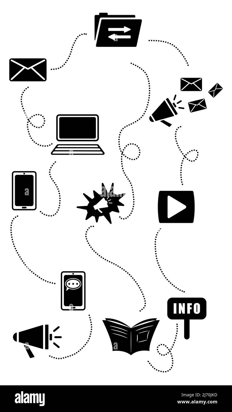 Communication media concept drawn on a white background Stock Photo - Alamy